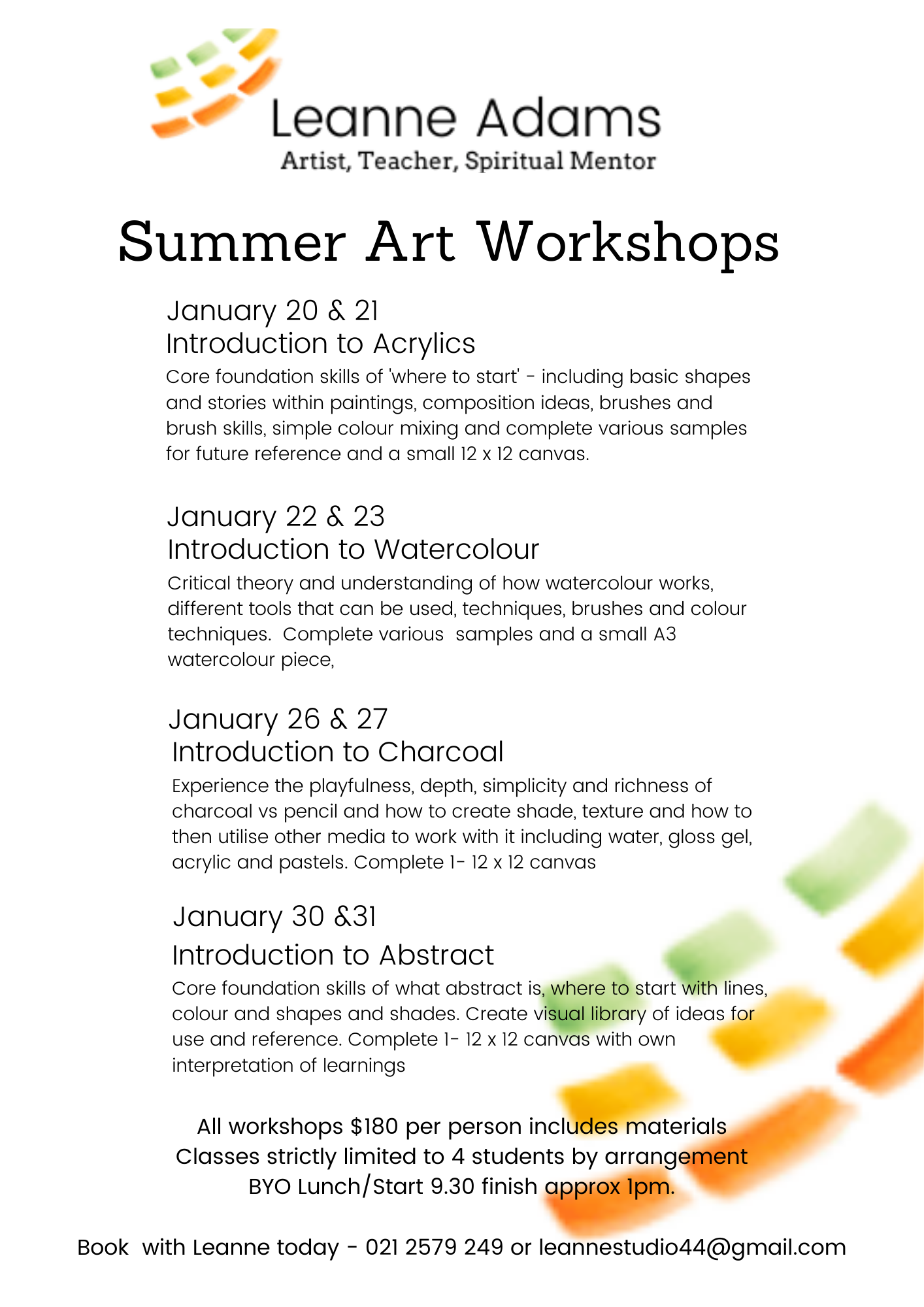 Summer Art Workshops with Leanne Adams - Creative Coromandel